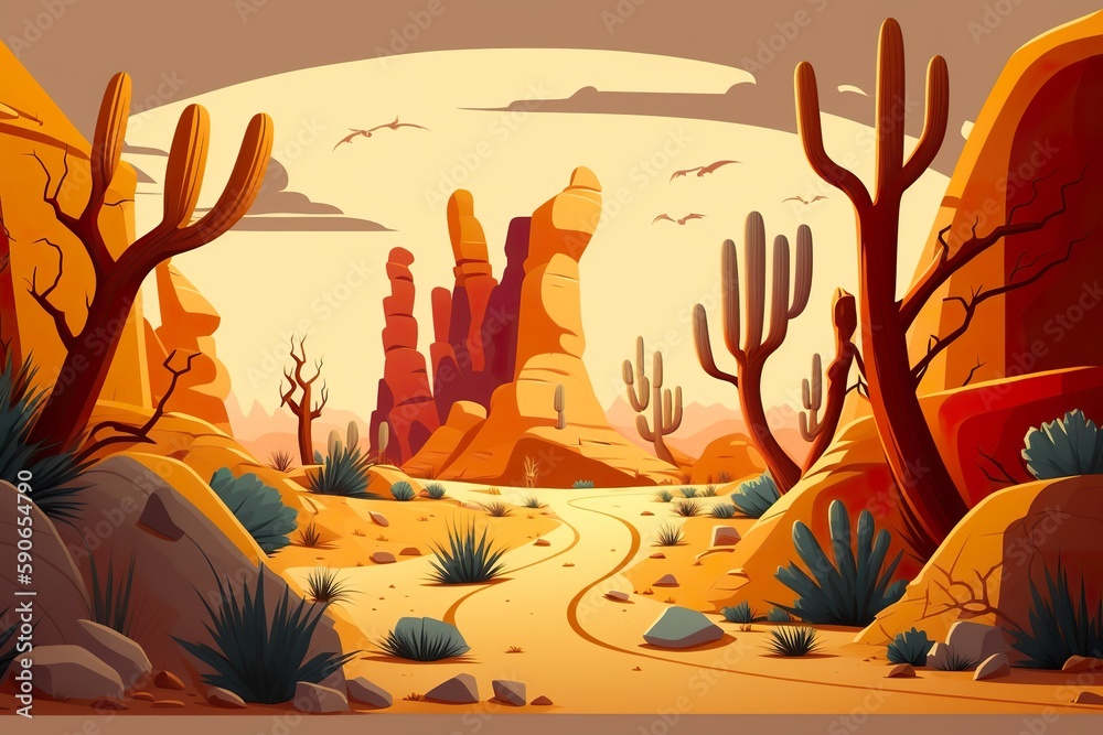 2D desert landscape background environment for a battle arena mobile ...