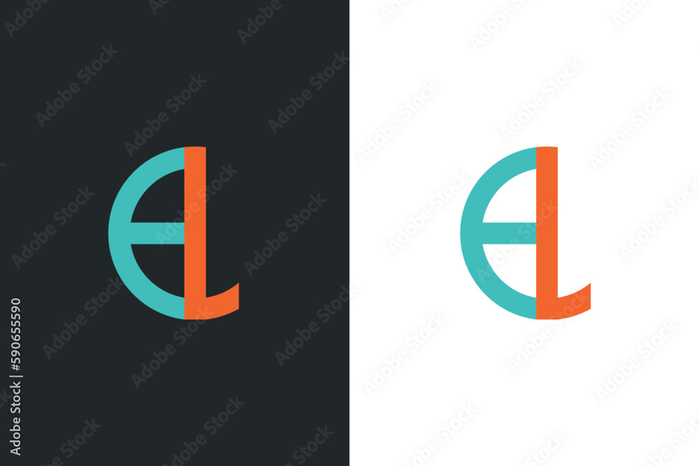 Letter E, and L combine unique logo vector illustration. EL letter mark ...