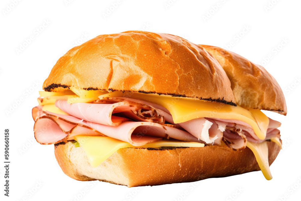 ham ad cheese sandwich isolated on transparent background, generative ...