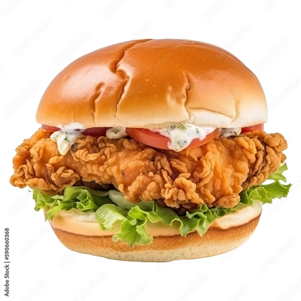 fried chicken sandwich isolated on transparent background, generative ...