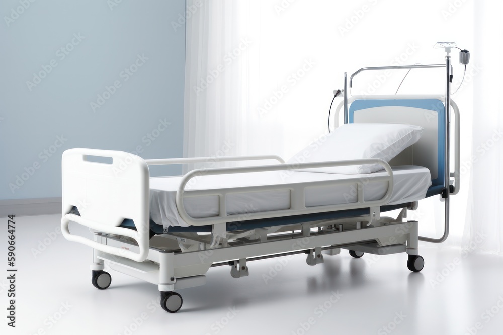 Modern Hospital Bed on Pristine White Background for Patient Comfort ...