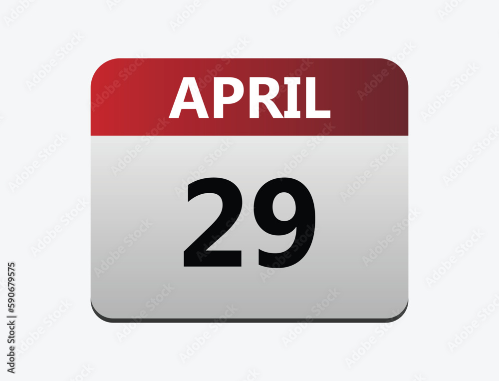 April 29th calendar icon vector. Concept of schedule. business and ...