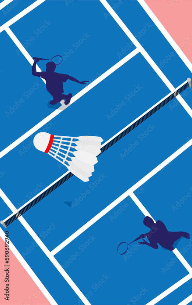 Colorful vector editable badminton players in a match great for any ...