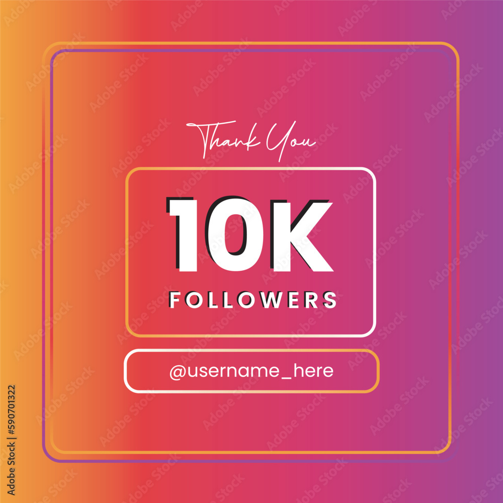 10k followers social media lettering instagram post Stock Vector ...