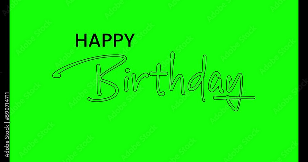 Happy birthday text animation with celebration on green screen ...