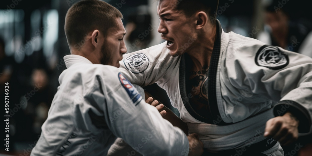 Jiu jitsu athletes fighting Stock Illustration | Adobe Stock