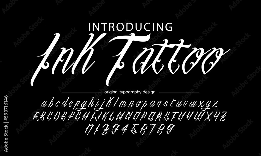 Vintage tattoo lettering logo set. Highly detailed tattoo emblems, logo ...