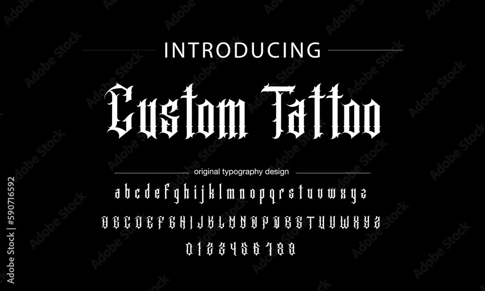Vintage tattoo lettering logo set. Highly detailed tattoo emblems, logo ...