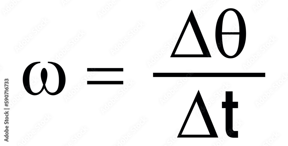 Angular velocity formula in physics. Vector illustration isolated on ...