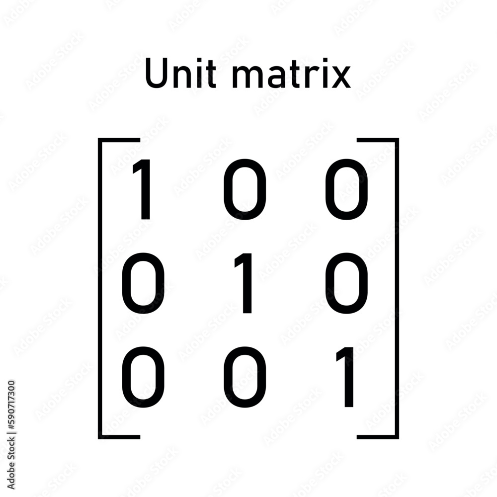Unit matrix. Types of matrices in mathematics. Vector illustration ...
