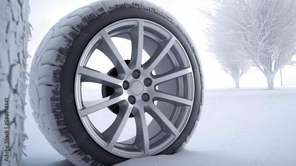 graphical projection of a side view of a wheel in a snowed road ...