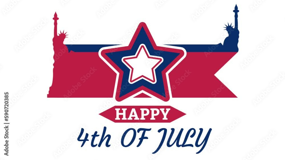 happy 4th of July animated sticker on white background in usa flag ...