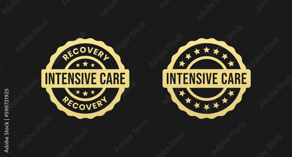 Intensive care label or Intensive care stamp vector isolated in flat ...