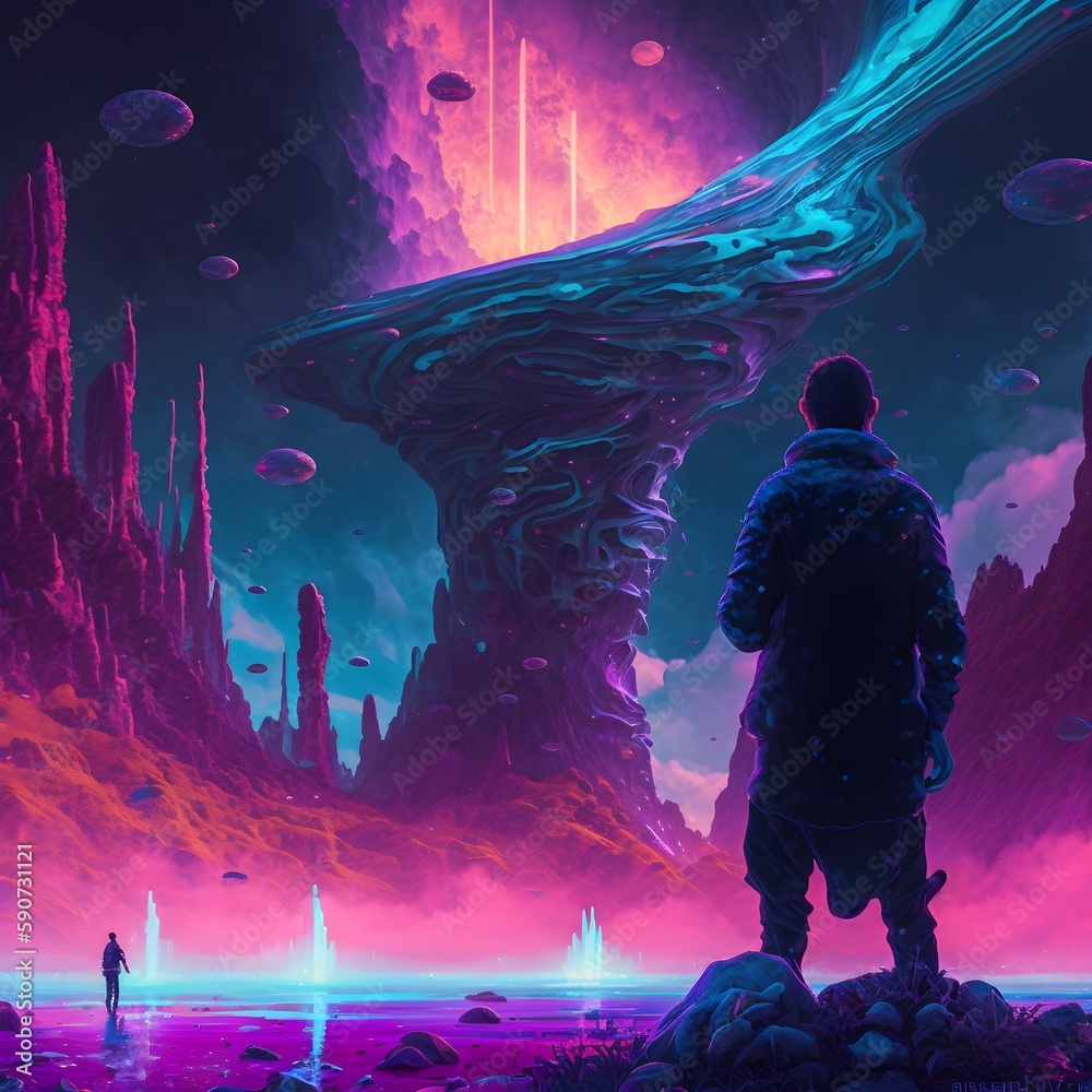 virtual reality mage2 full of colorpalette rippled layers clouds vines ...