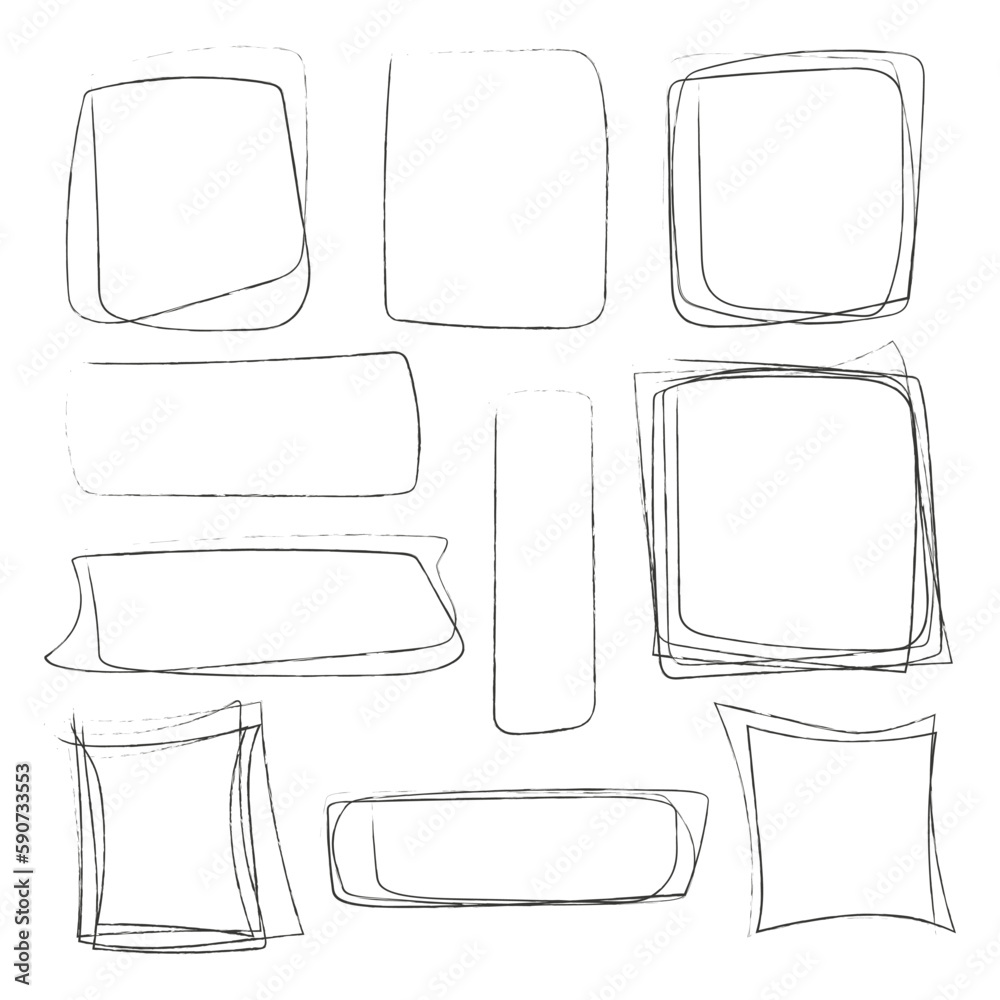 Vector set of hand-drawn squares and rectangles. Simple and stylish ...