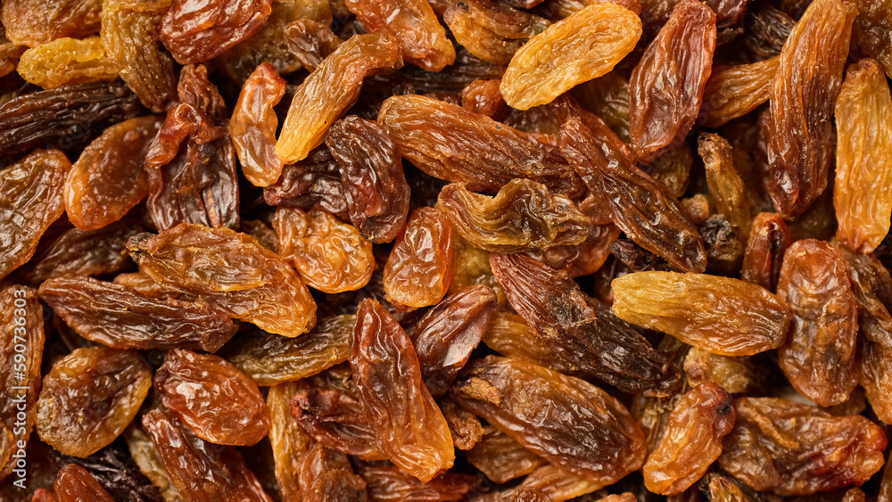 Raisin dried grape berries top view. Raisin ingredient in culinary ...