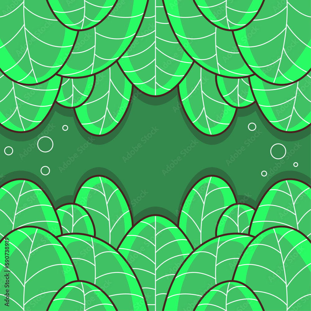 Vector background on the theme of green foliage in cartoon comic style ...
