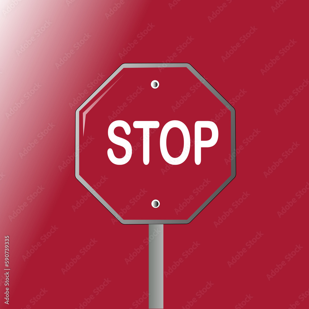 Stop sign illustration flat, hand hold stop sign, flat design vector ...