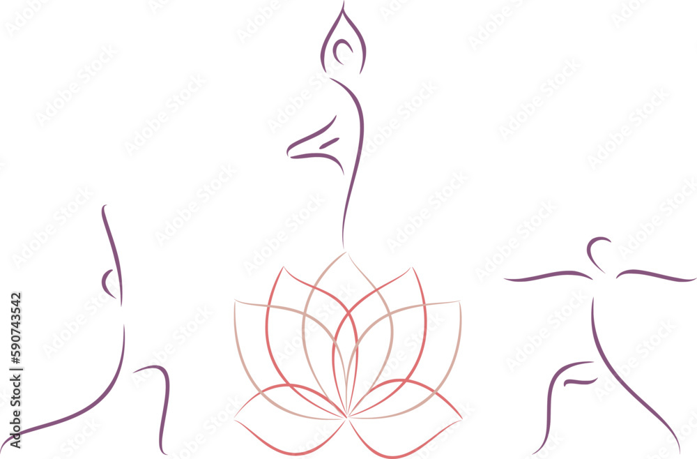 Image of a yoga posture. Line drawing of women's fitness concept ...