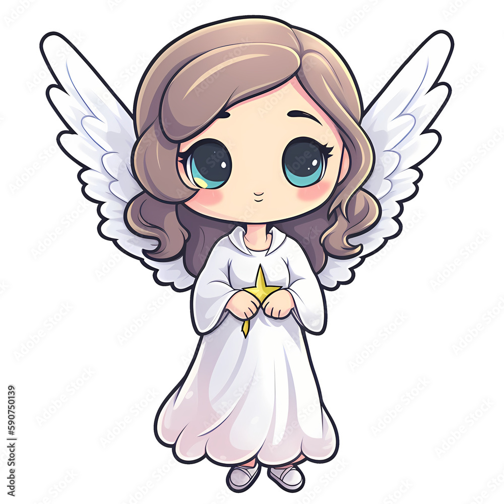 cartoon angel illustration with adorable features Stock Illustration ...