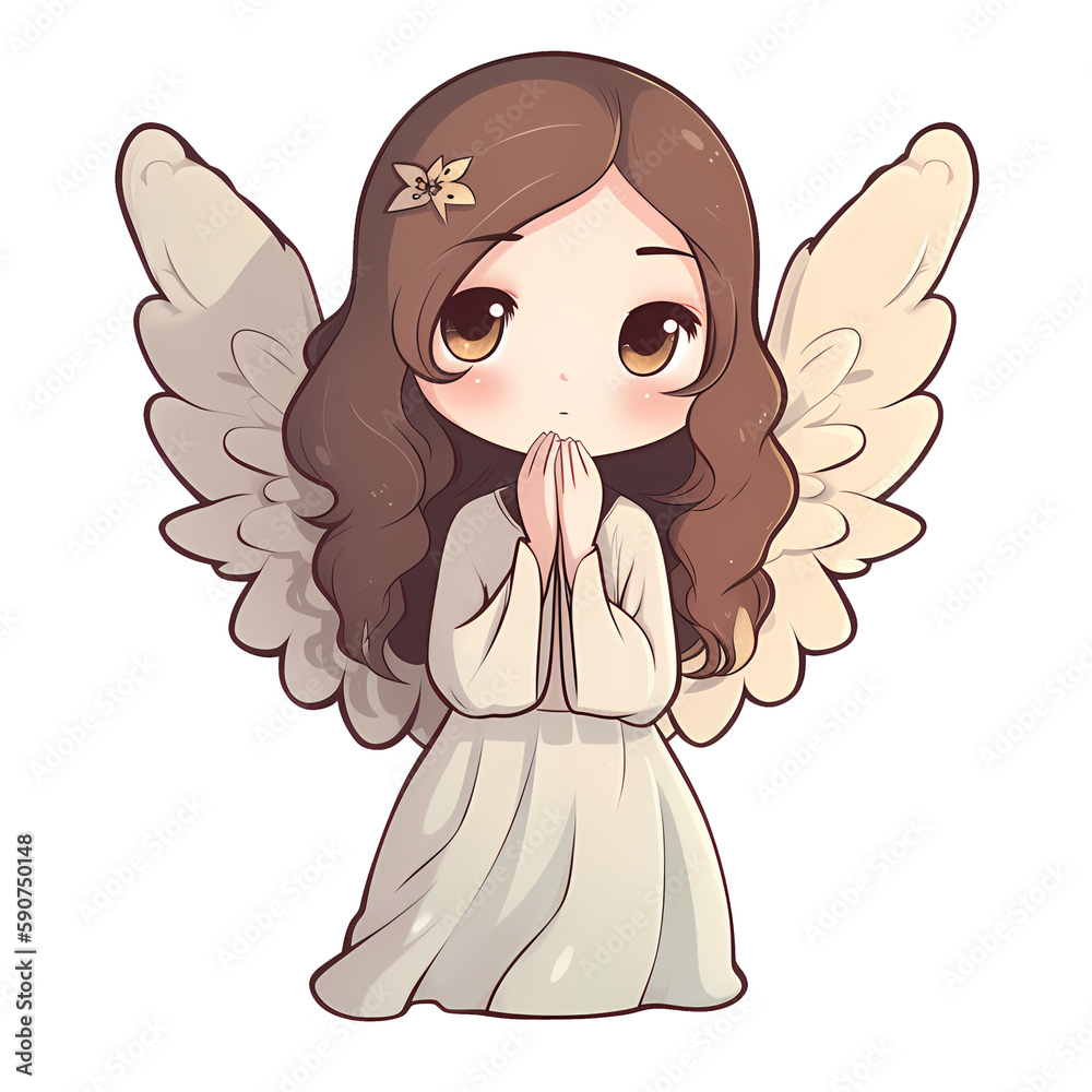 cartoon angel illustration with adorable features Stock Illustration ...