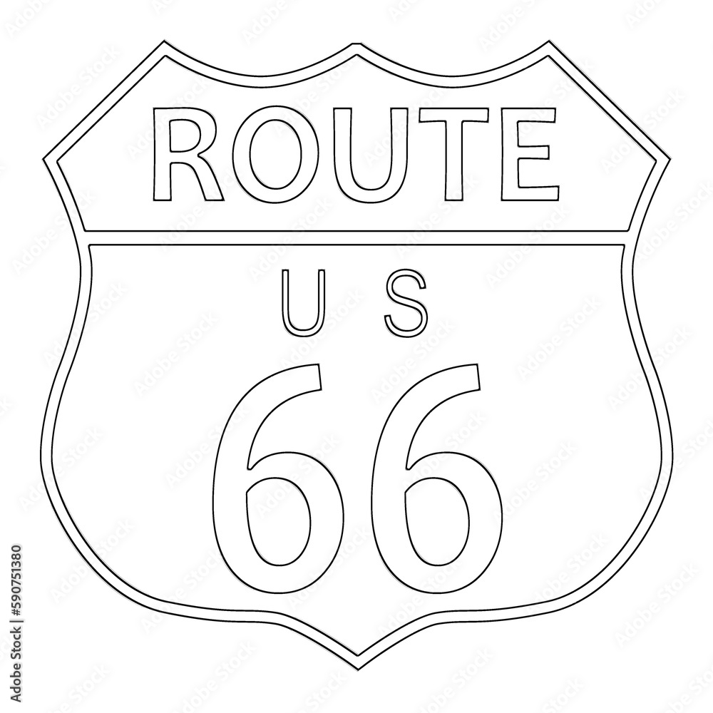 Poster Route 66 Sign In Black Outline – Wall Art | UkPosters