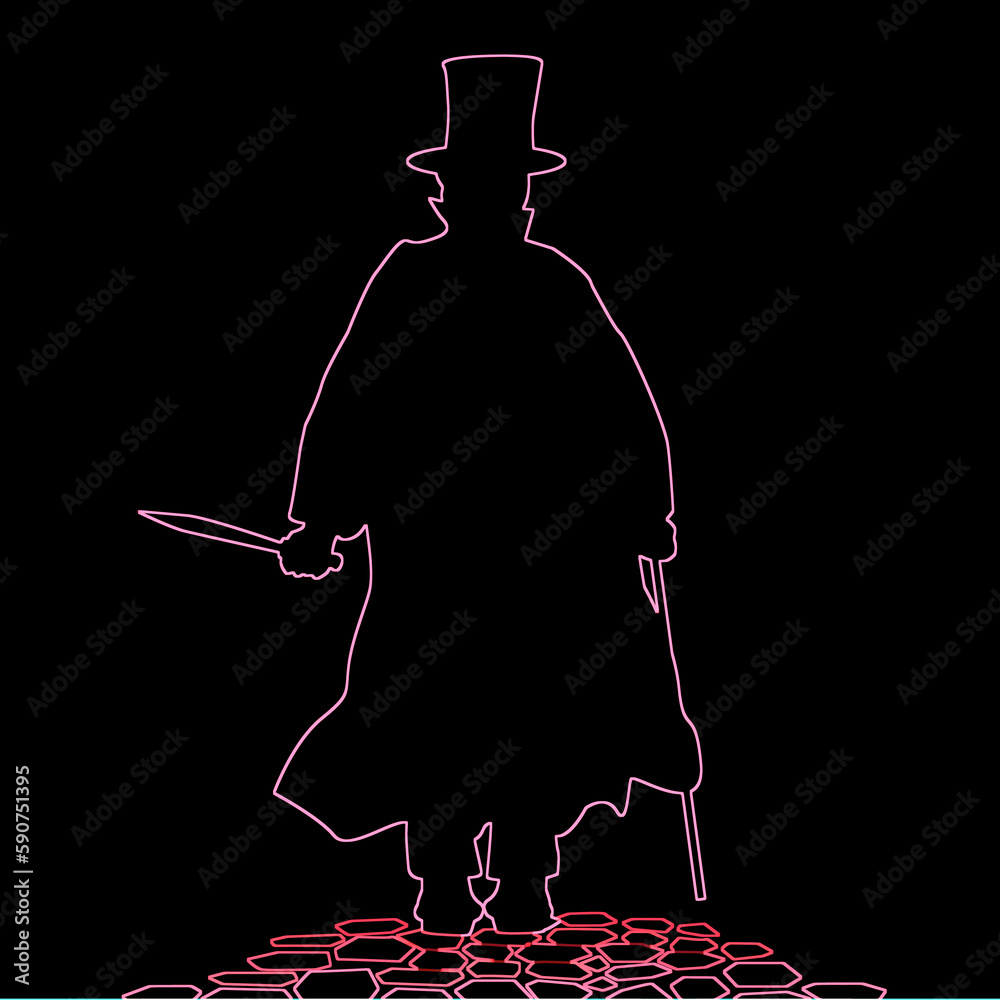 Jack the Ripper In Red Outline Stock Illustration | Adobe Stock
