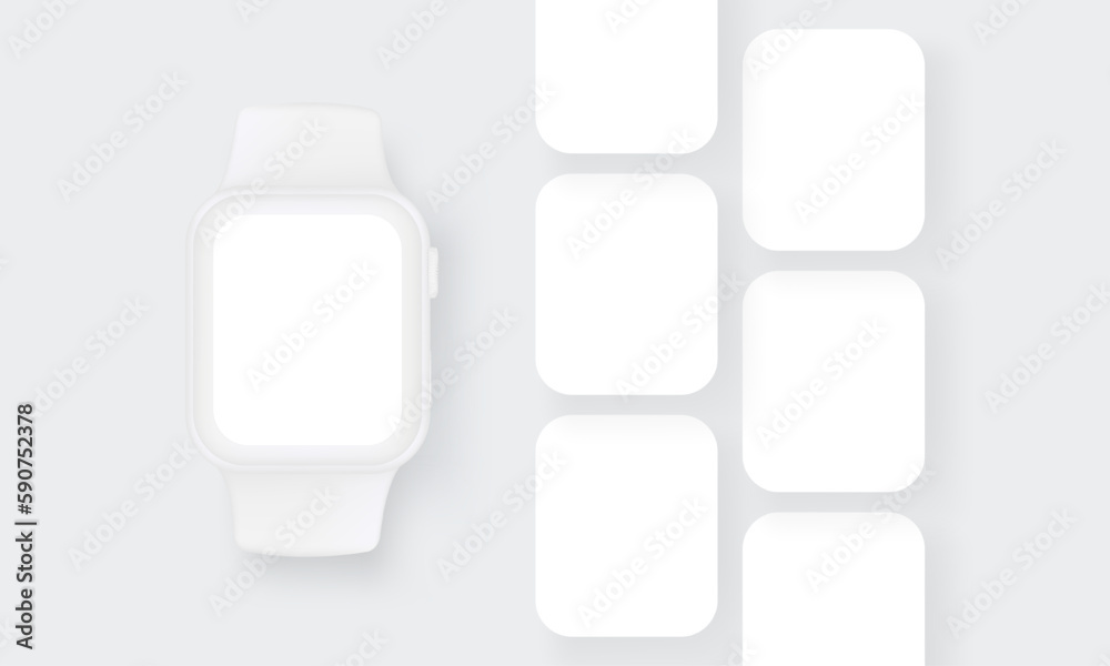Clay Smart Watch with Blank Screen. Mockup for Showcasing Mobile Apps ...