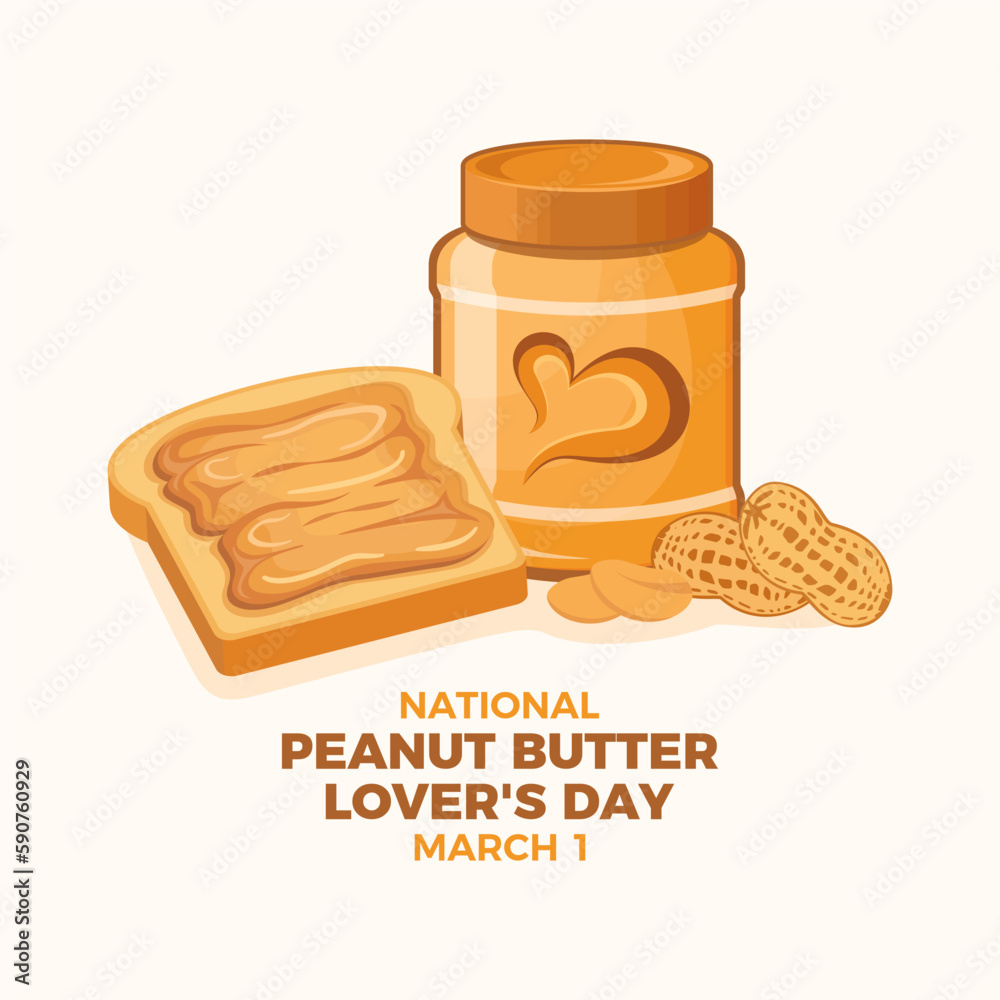 National Peanut Butter Lover's Day vector. Toasted bread with peanut ...