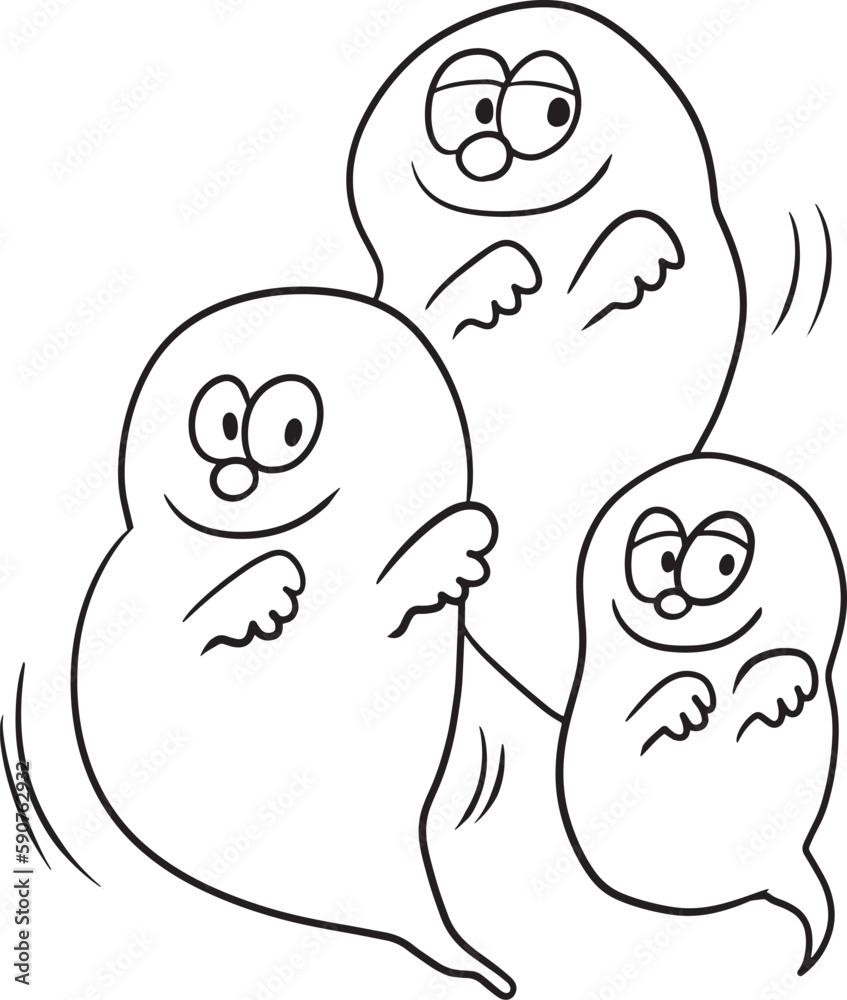 ghost cartoon doodle kawaii anime coloring page cute illustration ...