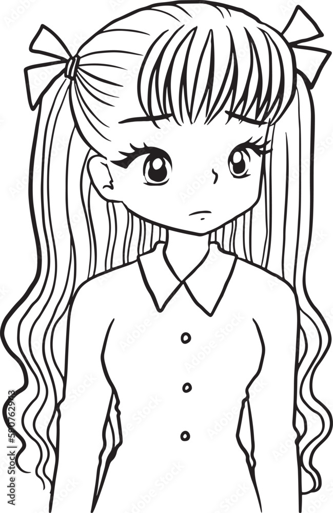 girl cartoon doodle kawaii anime coloring page cute illustration ...