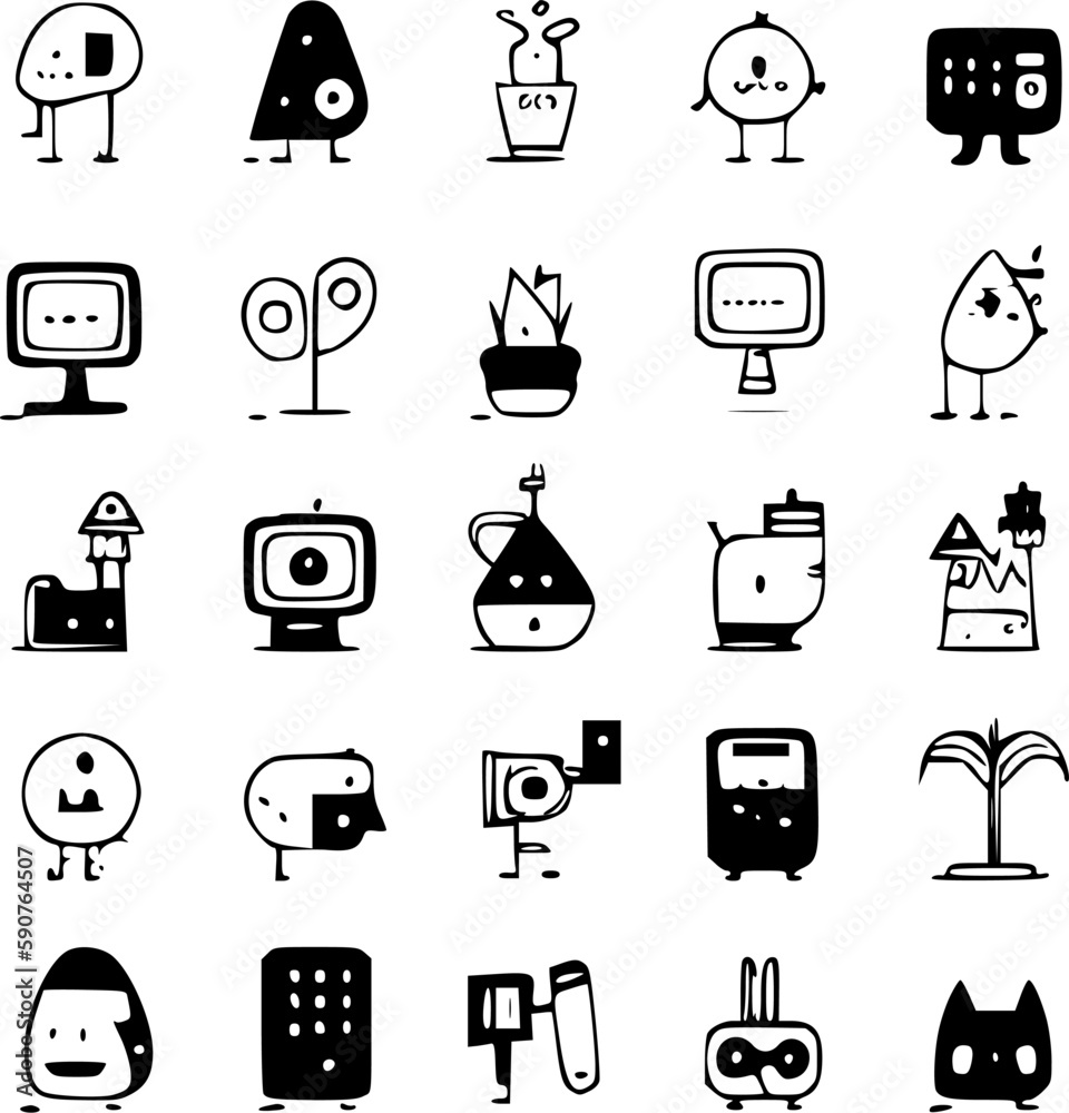 Vetor de Doodles | Black and White Vector illustration do Stock | Adobe ...
