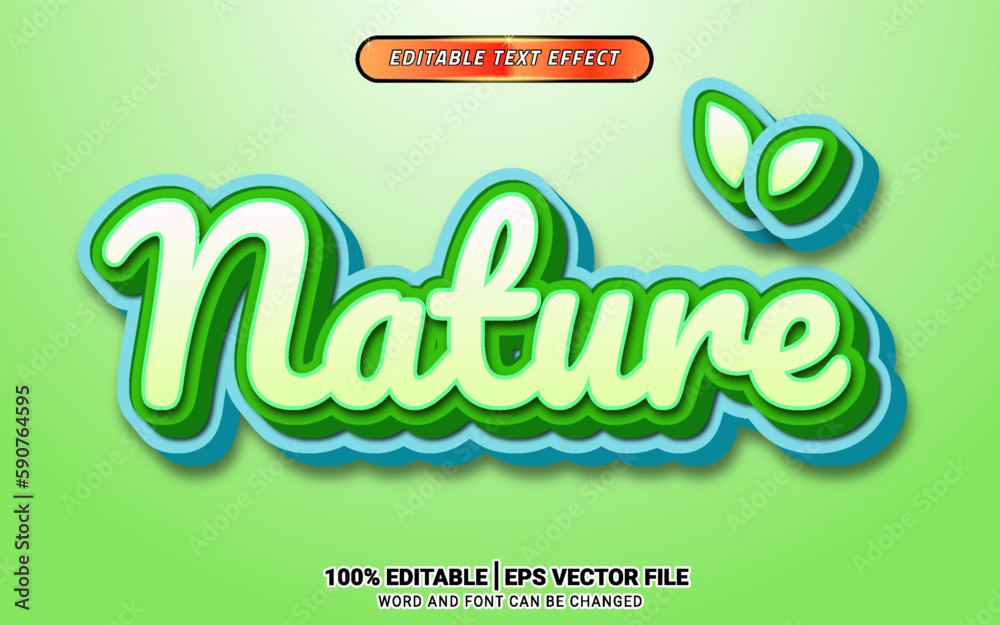 3d nature green text effect design Stock Vector | Adobe Stock