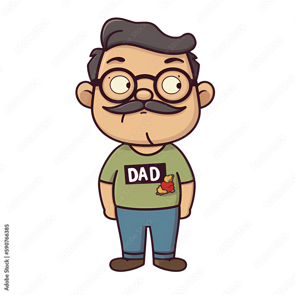 Cute Cartoon Dad Illustration Isolated Stock Photo | Adobe Stock