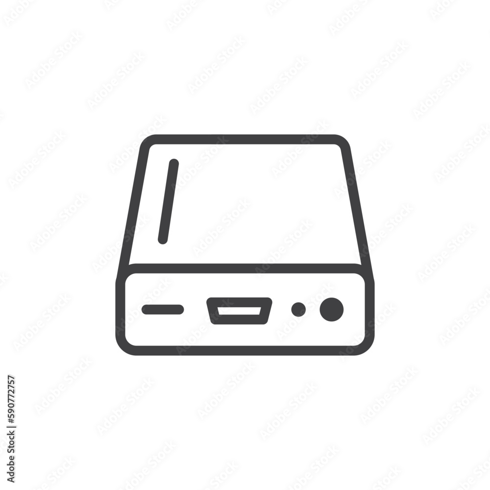 Hard drive vector icon. Hard disk drive flat sign. Portable Power bank ...