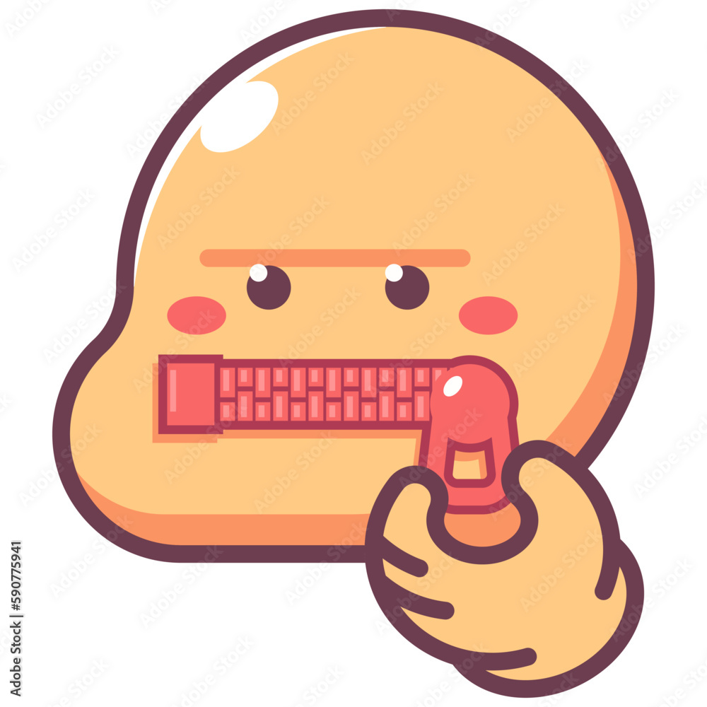 Silent emoticon vector cartoon sign isolated on a white background ...