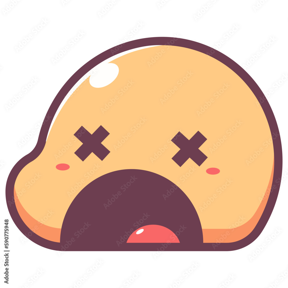 Dead emoticon vector cartoon sign isolated on a white background. Stock ...