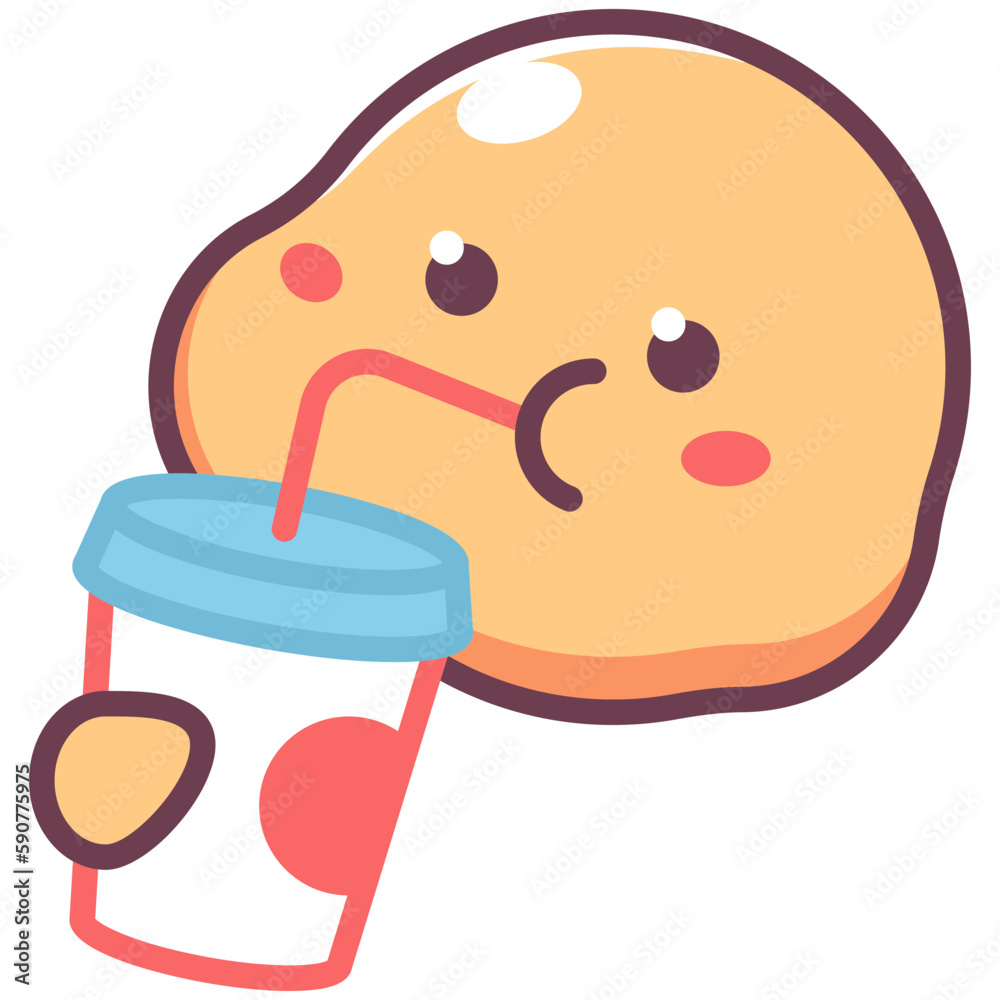 Cute emoticon drink soda water vector cartoon sign isolated on a white ...