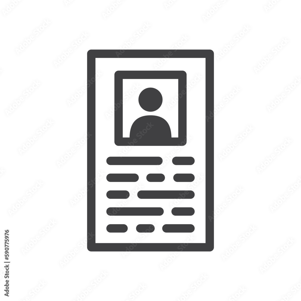 ID card vector icon. Identification card flat sign design. ID card ...