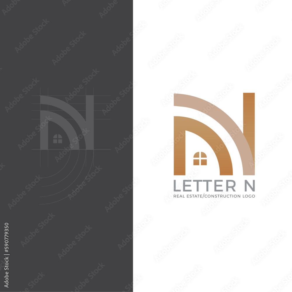 Real Estate logo design concept - letter n logo - realtor Stock Vector ...