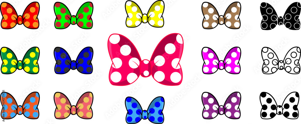 Set of multi colored bow tie isolated on transparent background ...