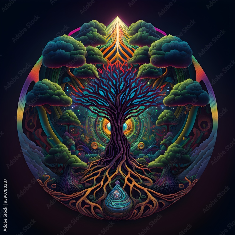 runes armor mandala trip patterns laser beams smoke reflection mirror ...