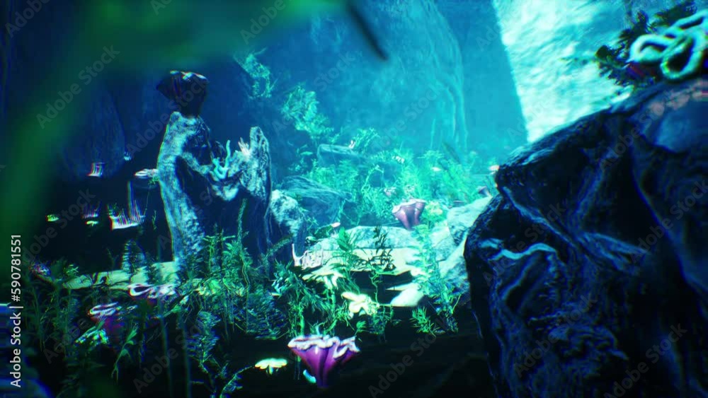 Underwater Cave, Marine Plants, Cinematic Background 3D Animations ...