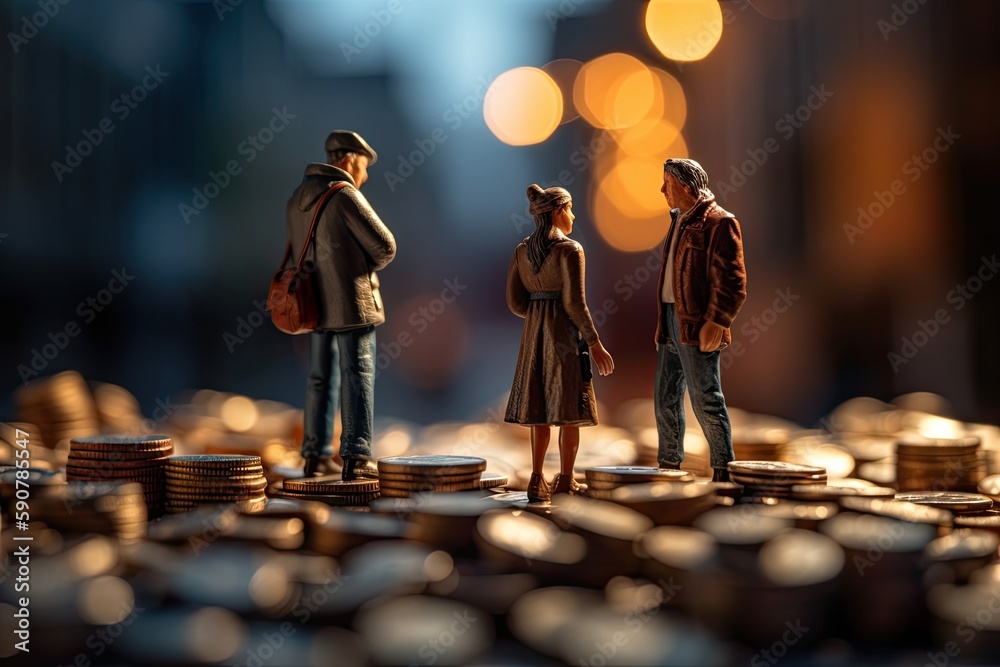 Depiction of income inequality using realistic male and female ...