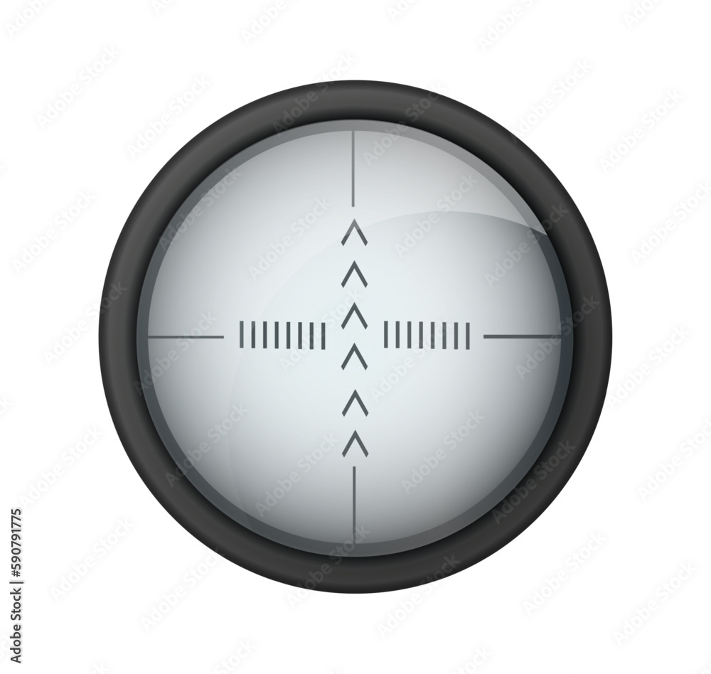Realistic sniper sight. Sniper scope with measurement marks template. Sniper scope crosshairs ...