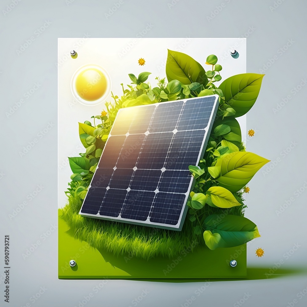 solar panel renewable green energy nature backdrop advert illustration ...