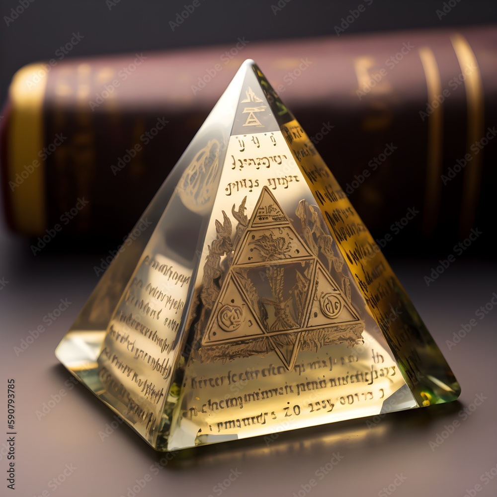 Paperweight demon trapped in glass triangular prism with sacred text ...