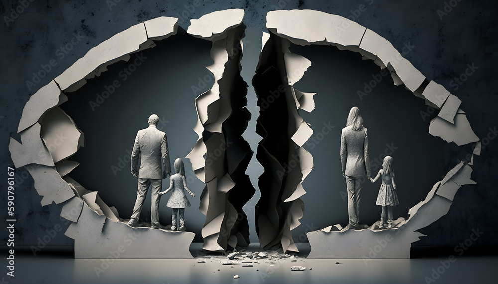 ภาพประกอบสต็อก Divorce family breakup and division of children ...