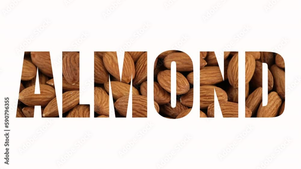 A sign Almond on white background. Almonds rotation in word - almond ...