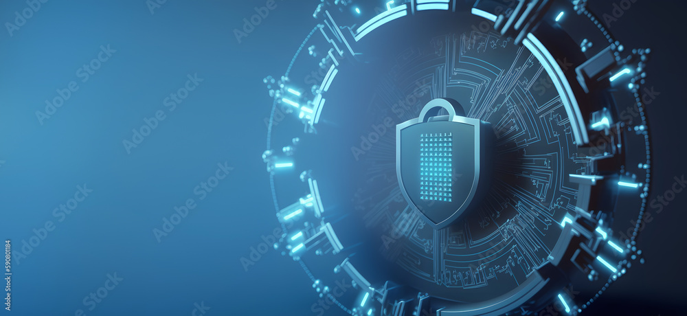 Cyber protection and information security banner. Lock protect for ...